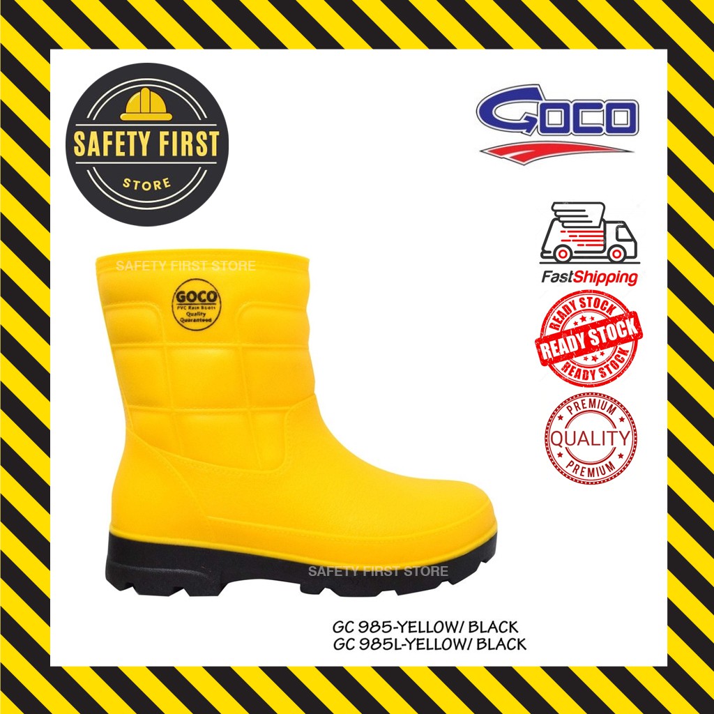 Goco 985 Men's Water Yellow Rubber Boots Kasut Kerja Getah | Shopee ...