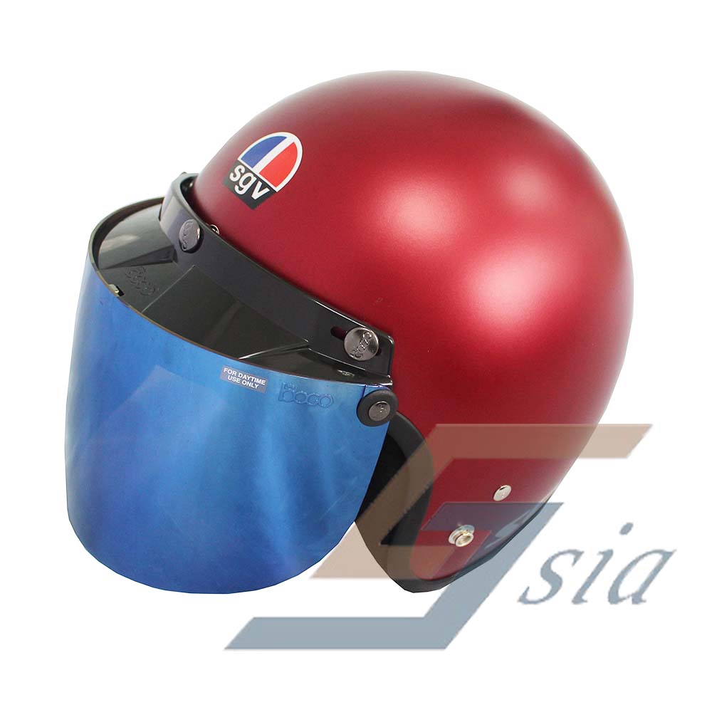SGV Matt Helmet (Matt Red) + BIKKO Visor (Iridium Blue) | Shopee Singapore