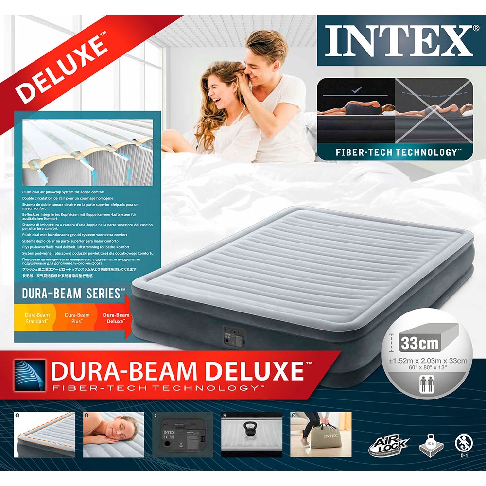 INTEX Dura-Beam Plus Super Queen with Built In Pump, Inflatable Air Mattress , Camping Beds ...