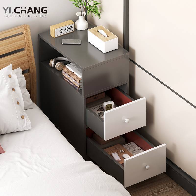 YICHANG Bedside Table Modern Simple Bedside Shelf Bedroom Slit Cabinet ...