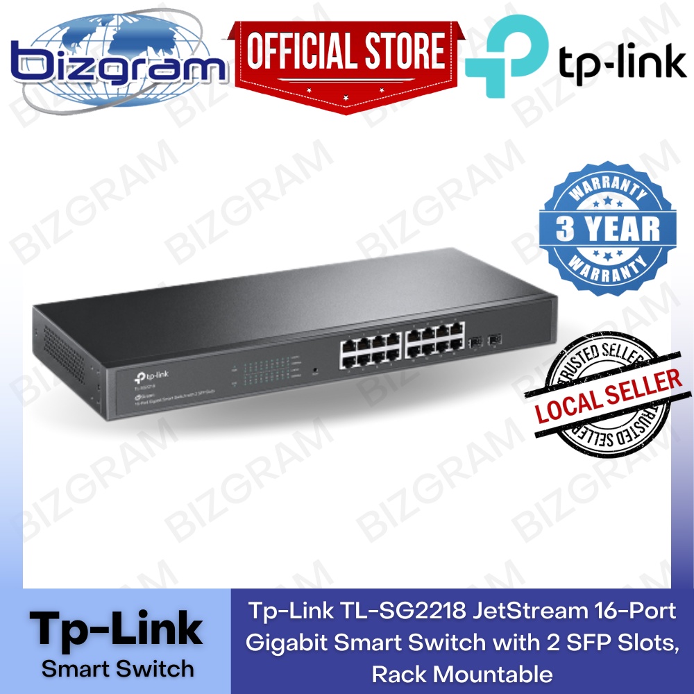 Tp-Link TL-SG2218 JetStream 16-Port Gigabit Smart Switch with 2 SFP ...