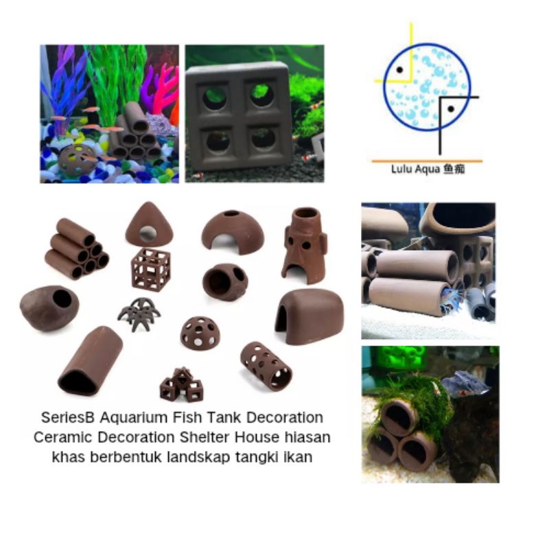 Series2 Aquarium Fish Tank Decoration Ceramic Decoration Shelter House ...
