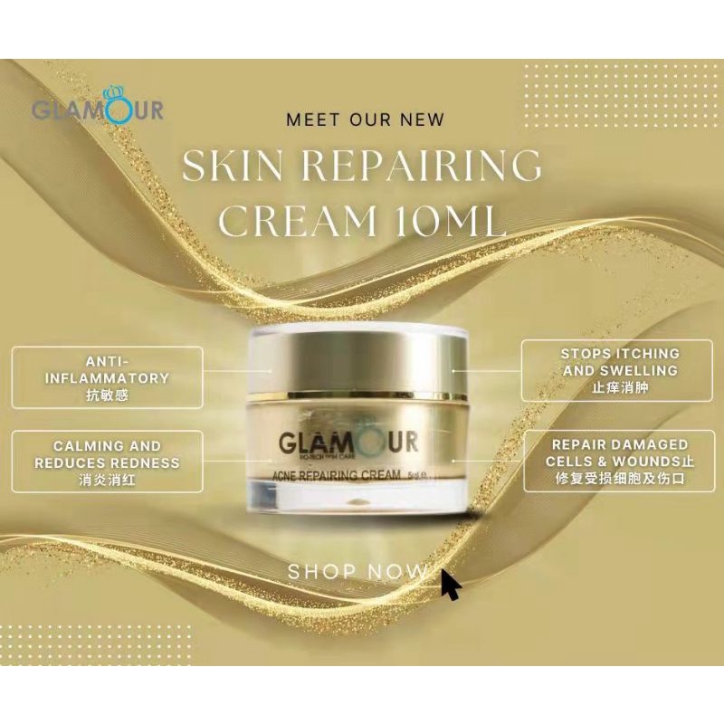 Glamour Skin Repair Cream 金色修复药膏 10ml(抗敏感/修复受损细胞/消红肿) | Shopee Singapore