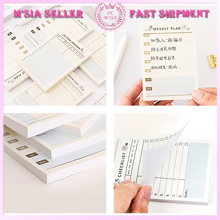 Personal Schedule Timetable Notepad Sticky Note Weekly Monthly To Do ...