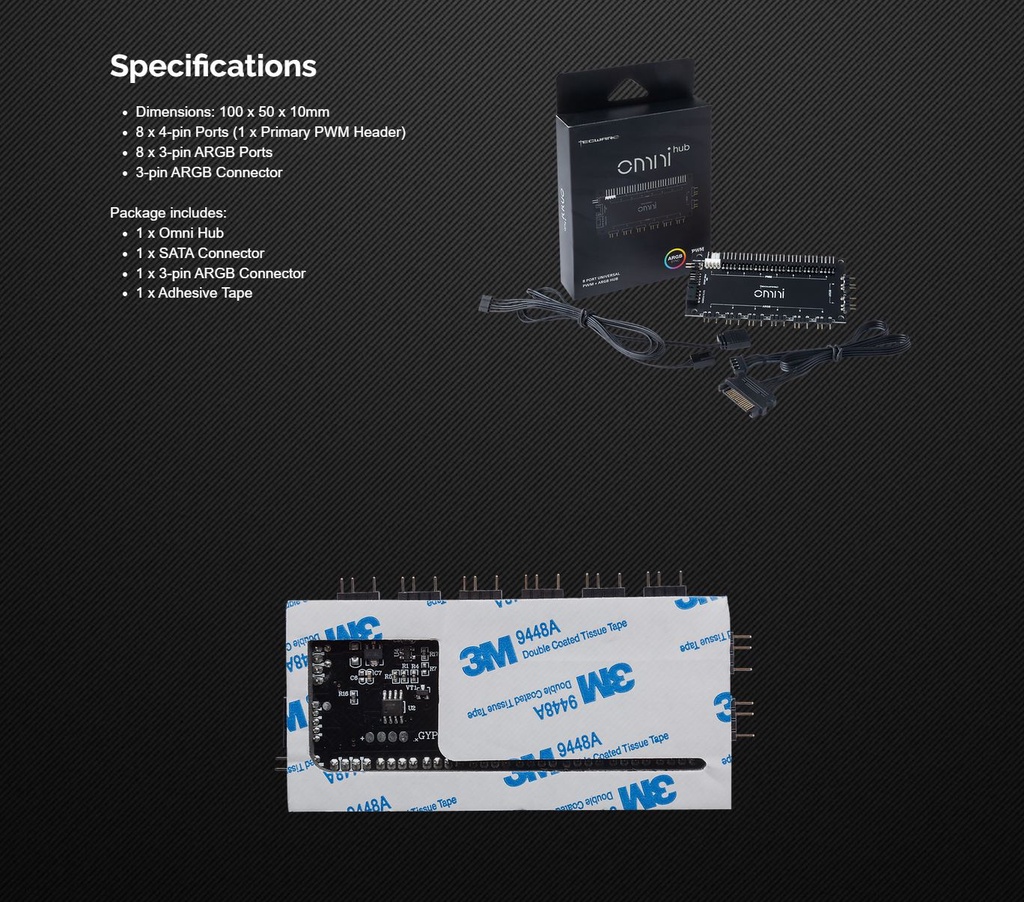 Tecware Omni Hub 6 / 8 ARGB Ports & 6 / 8 PWM FAN Ports, SATA Powered ...