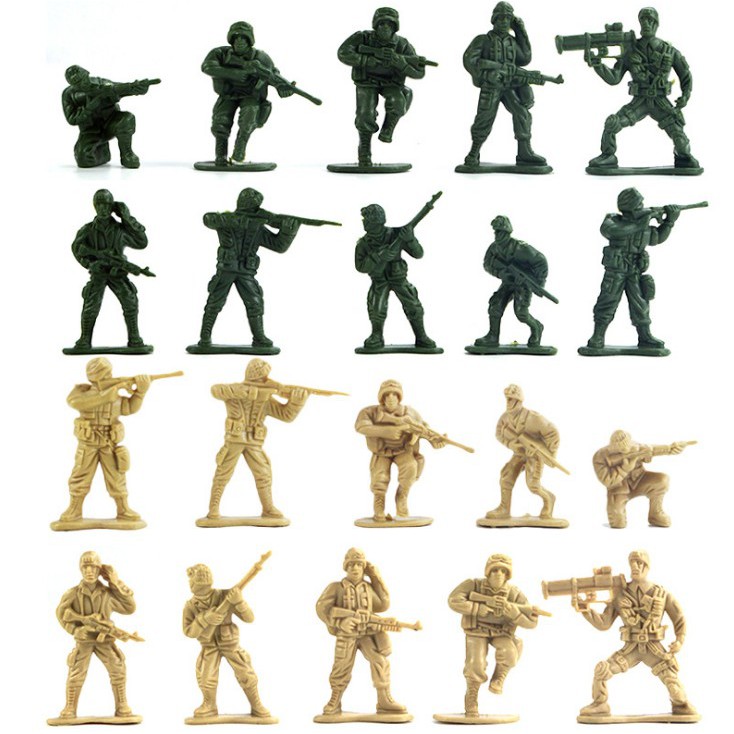 100 Pcs Set Military Plastic Toy WWII 5cm Soldiers Army Men Figures 10 ...