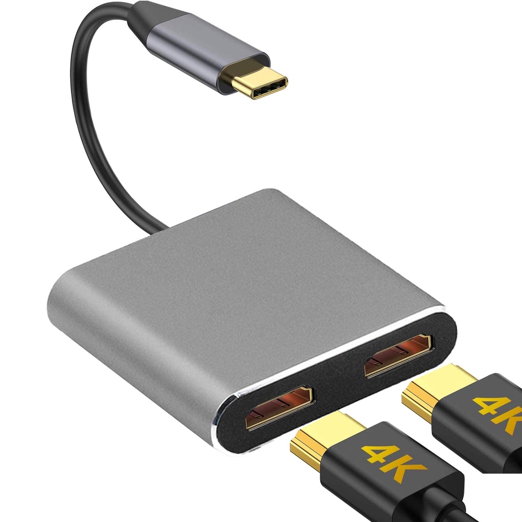 Type C to Dual HDMI USB3.0 PD Converter 4k HD Laptop Simultaneous ...