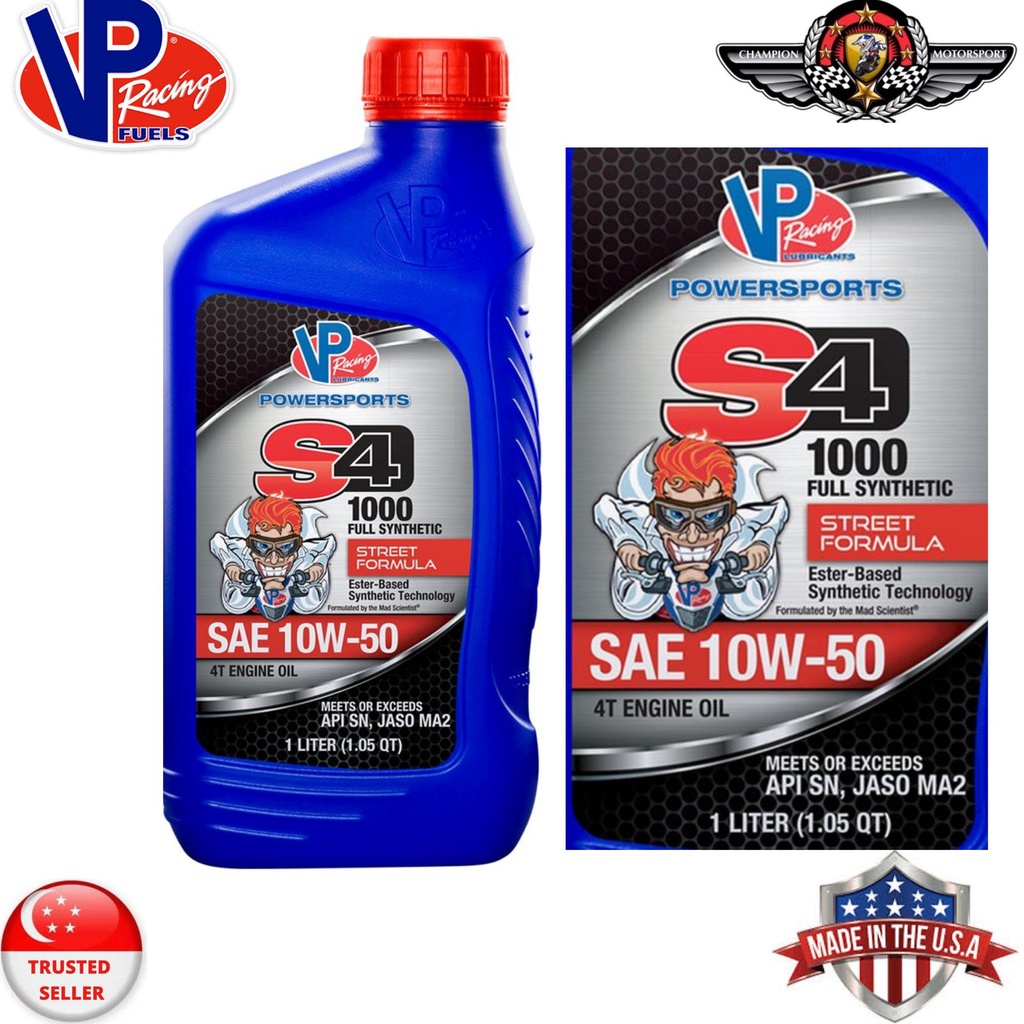 VP racing S4 1000 (4T) SAE 10W-50 Full Synthetic Engine Oil (Made in ...