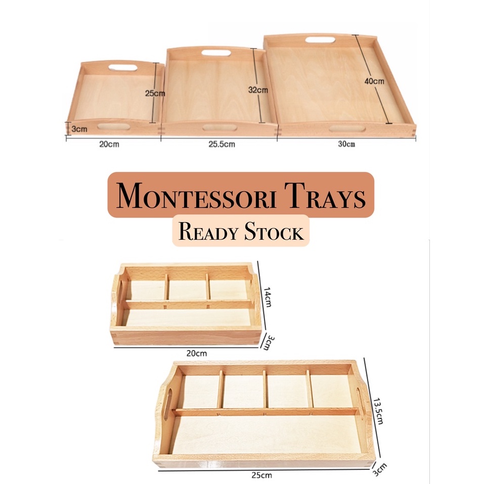 [SG STOCK] Montessori Wooden Tray | Kids early learning | Children Tray ...