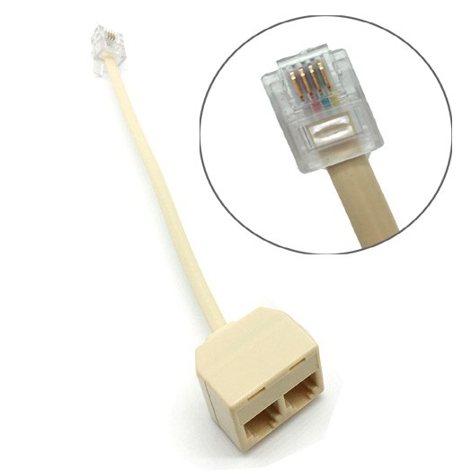 Telephone RJ11 Male Line to Double RJ11 Female Jack Filter Splitter ...