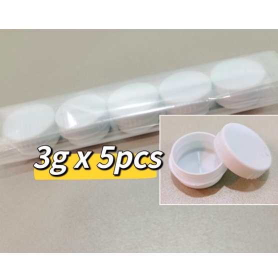 (5 or 10pcs/pack) 3g Mini White Plastic Empty Travel Container Cosmetic ...