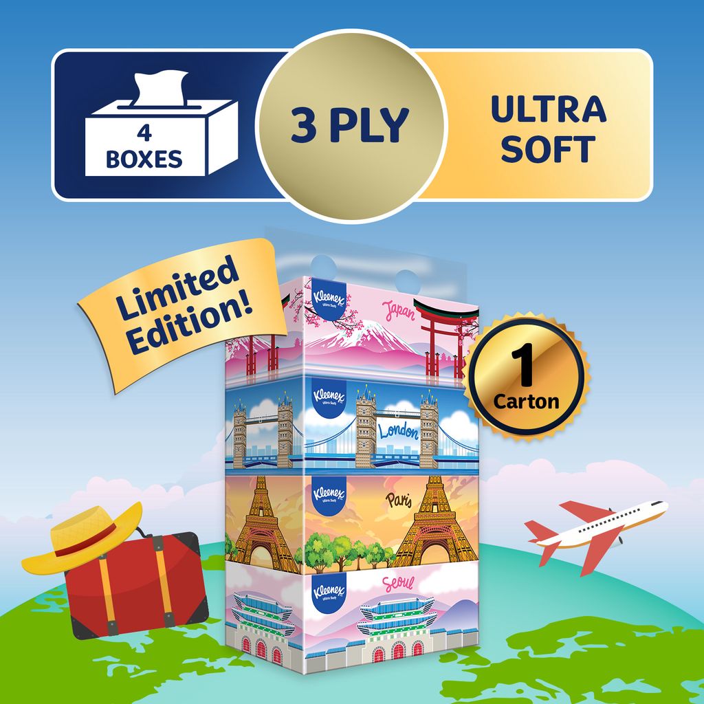 [1 Carton] Kleenex Limited Edition Holiday Facial Tissue 4x90s (6 Packs) | Shopee Singapore