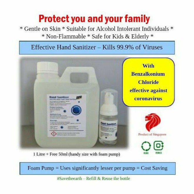 (SG) AVV Child Safe Hand Sanitizer Non Alcohol (Foam Pump) with ...