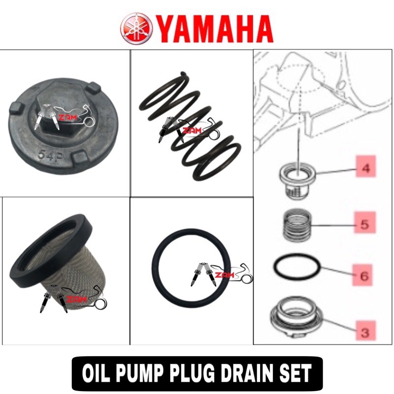 NVX 155 V1 OIL PUMP PLUG DRAIN SET / OIL STRAINER / O-RING / YAMAHA ...