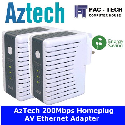 1 Pair AZTECH HL110E-AR 200MBPS HOMEPLUG AV ETHERNET ADAPTER | Shopee ...