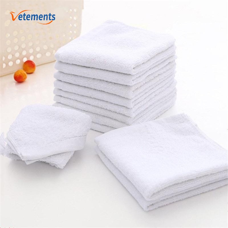 White Square Cotton Face Towel / Travel Portable Small Hand Towels ...