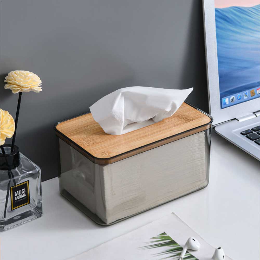 BC Minimalist Wooden Transparent Tissue Box Large with Lids Face Mask ...
