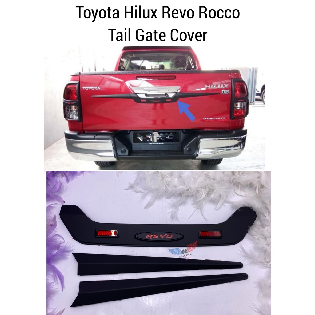 Toyota Hilux Revo Rocco Tail Gate Cover -Matte Black with Red Wording ...