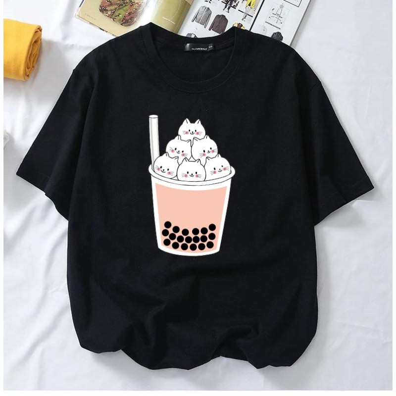 MILK TEA UNISEX Printed Graphic Short Sleeves T-Shirt Fashion/Oversize ...