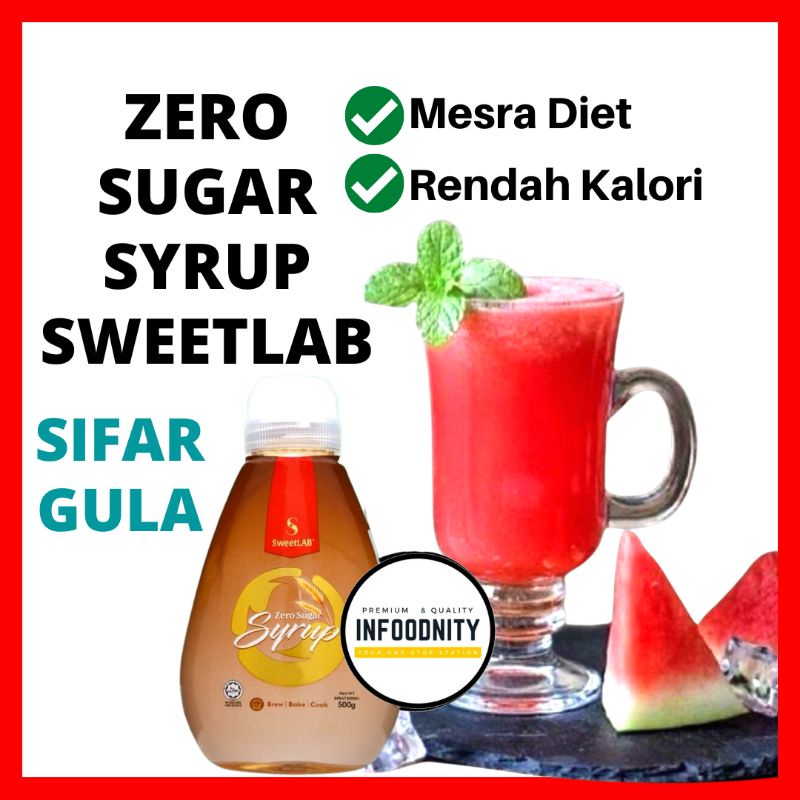 SweetLAB Zero Sugar Syrup (500g) Pemanis Sirap Gula Sihat Pancake Honey ...