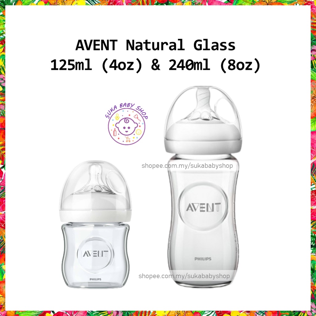 Philips AVENT Natural Range Glass 125ml (4oz) & 240ml (8oz) | Shopee ...