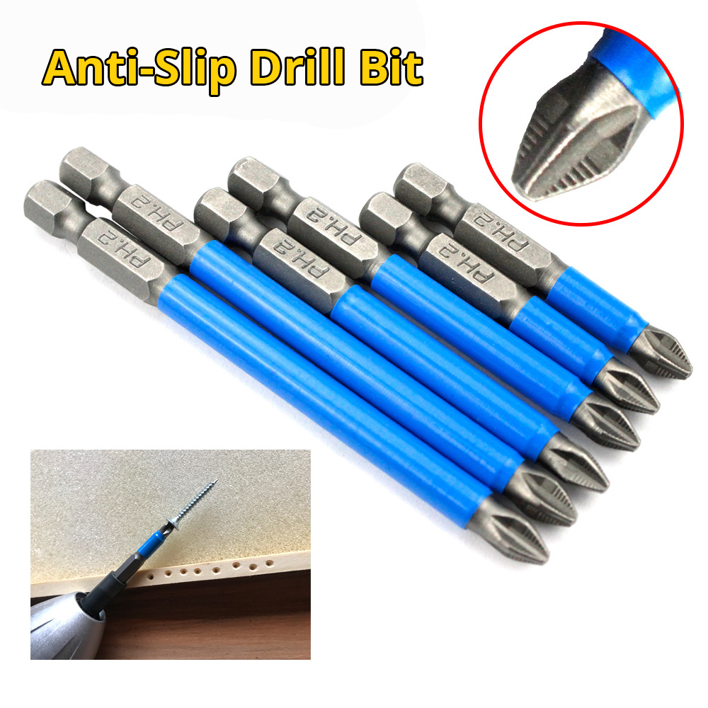 Seven-Piece Magnetic PH2 Phillips Drill Bit Set – Anti-Slip Screwdriver ...