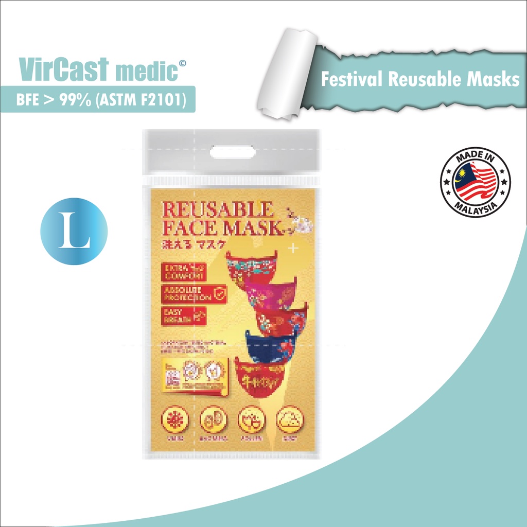 Vircast Medict Festival Series Reusable Face Mask Easy Breathe L Size ...
