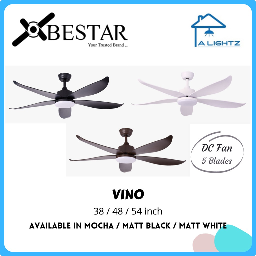Bestar DC Ceiling Fan Vino 38"/48"/54" 5 Blades with 24W Tri-colour LED ...