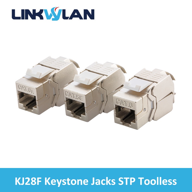 Linkwylan KJ28F Keystone Jacks RJ45 Modules Cat 5e Cat6 Cat 6A Full Shielded Keystone Jack ...