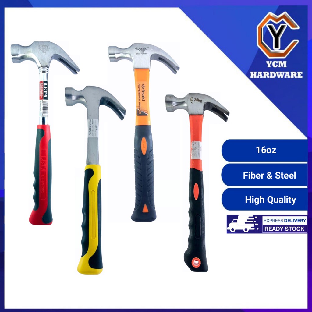 Fiberglass Jacketed Steel Rubber Handle Claw Hammer Tools 4 Type 4 Size ...