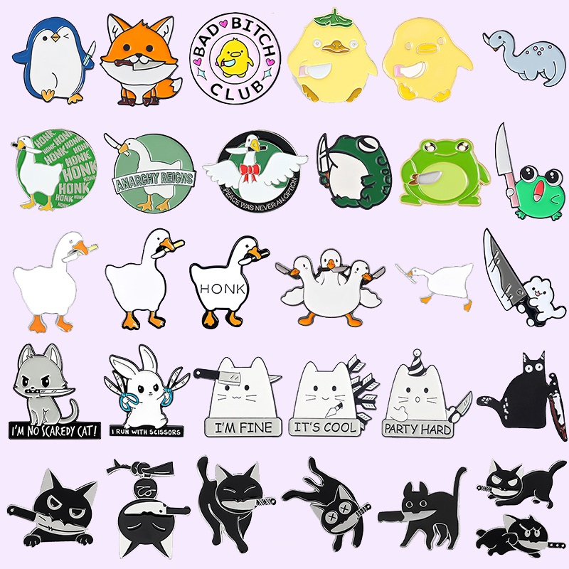 Cute Animal Brooch Pins Cat Duck Fox Frog Rabbit Cartoon Pins Duck ...