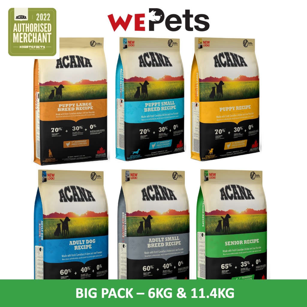 ACANA Heritage Freeze Dried Coated Dog Food (BIG PACK 11.4kg) | Shopee Singapore