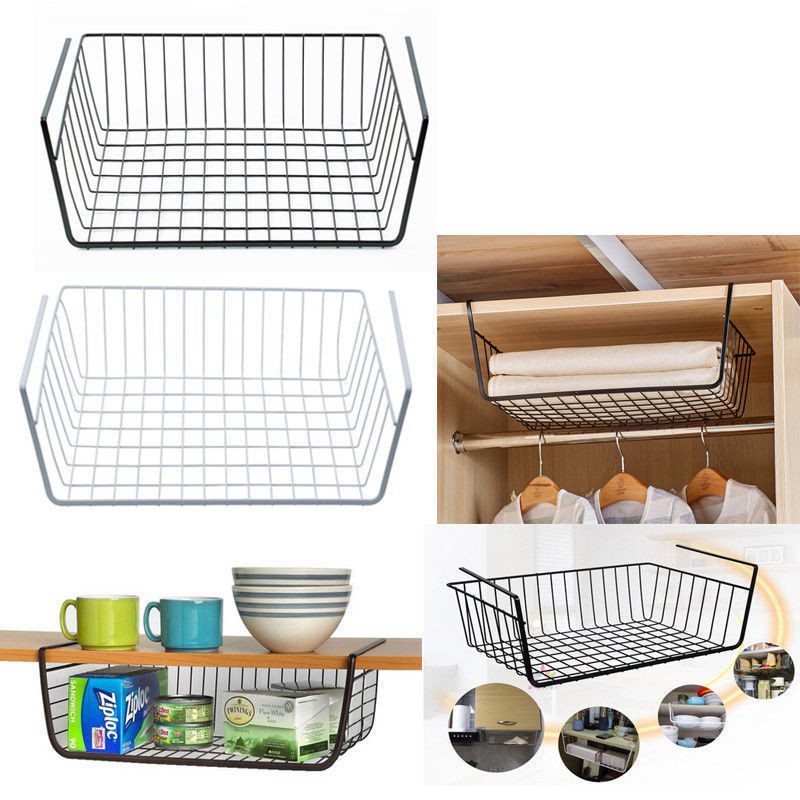 READY STOCK Kitchen Under Cabinet Storage Basket Shelf Rack Hang Basket ...