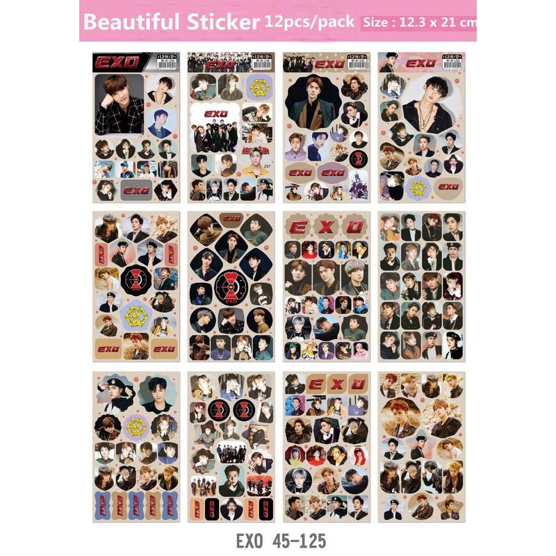 Kpop star sticker EXO Stickers Pack (12 Sheets) | Shopee Singapore