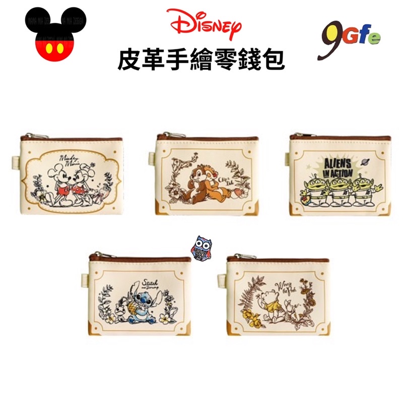 Disney Leather Hand-Painted Coin Purse Wallet Mickey Minnie Stitch Pooh ...