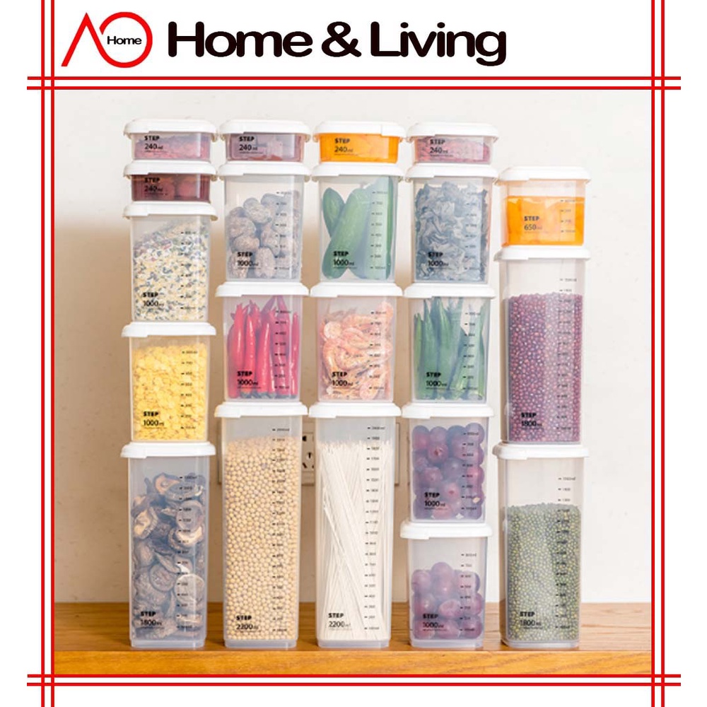 AO Home Plastic Transparent Clam-shell Food Storage Box Canisters Tank ...