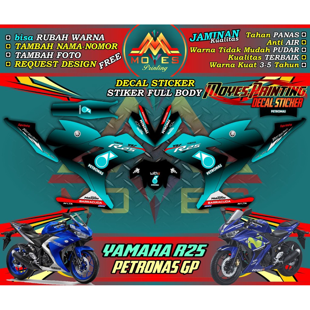 Pareasi r25 full body petronas decal Sticker Motorcycle r25 full body ...