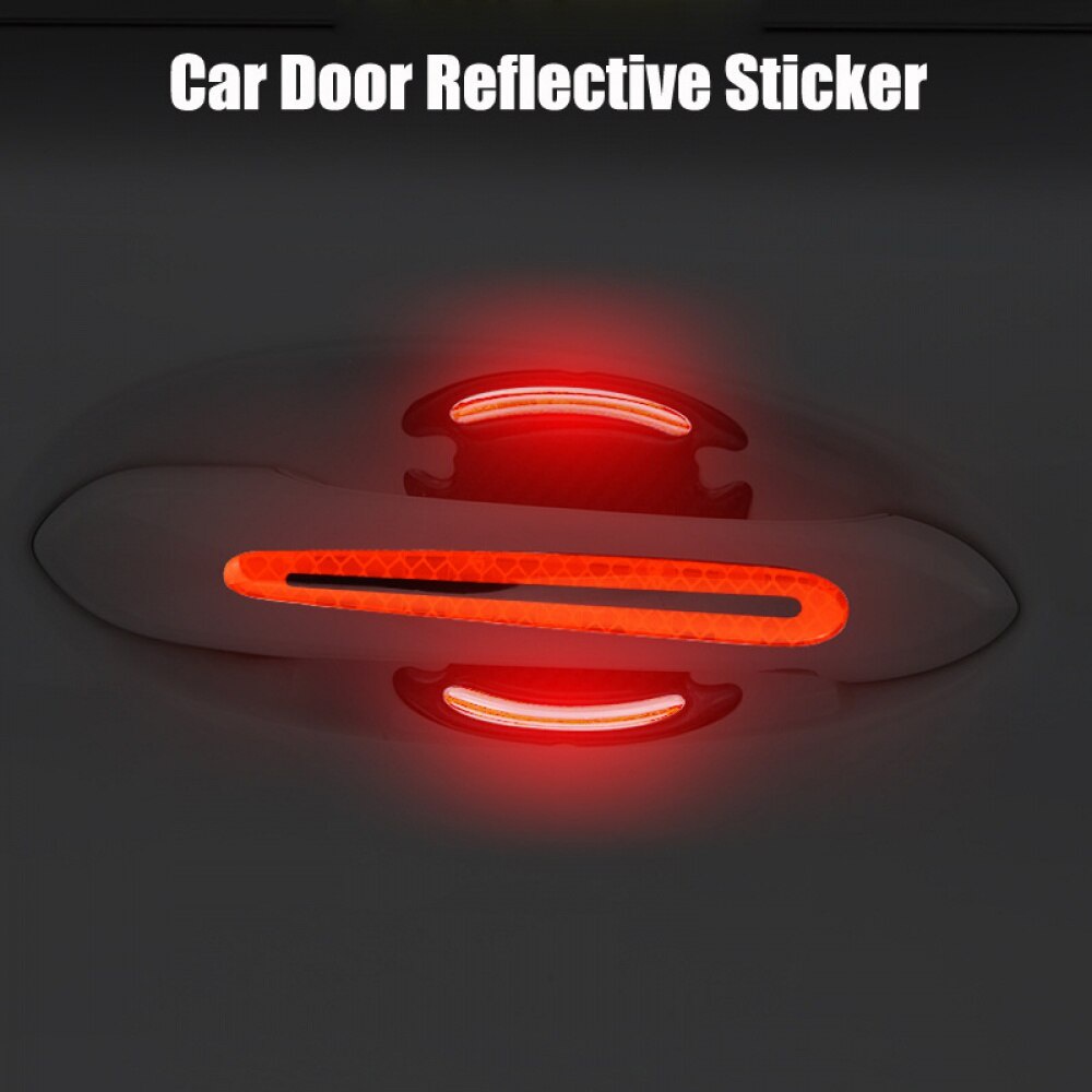 4PCS Carbon Fiber Car Handle Door Safety Stickers Sill Protector ...