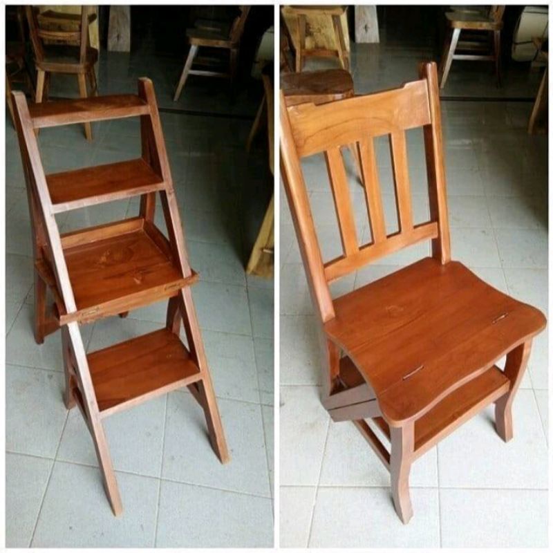Stair Chair | Ladder Folding Chair | Teak | Shopee Singapore
