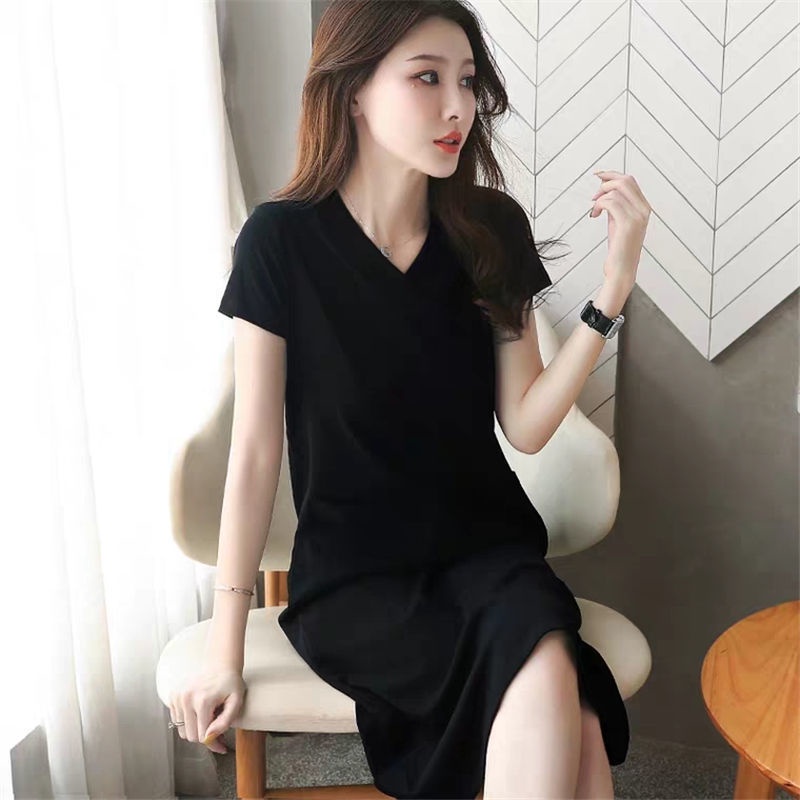 Dresses Women's Summer Korean Style Large Loose Size Midi Skirt Fat Mm ...