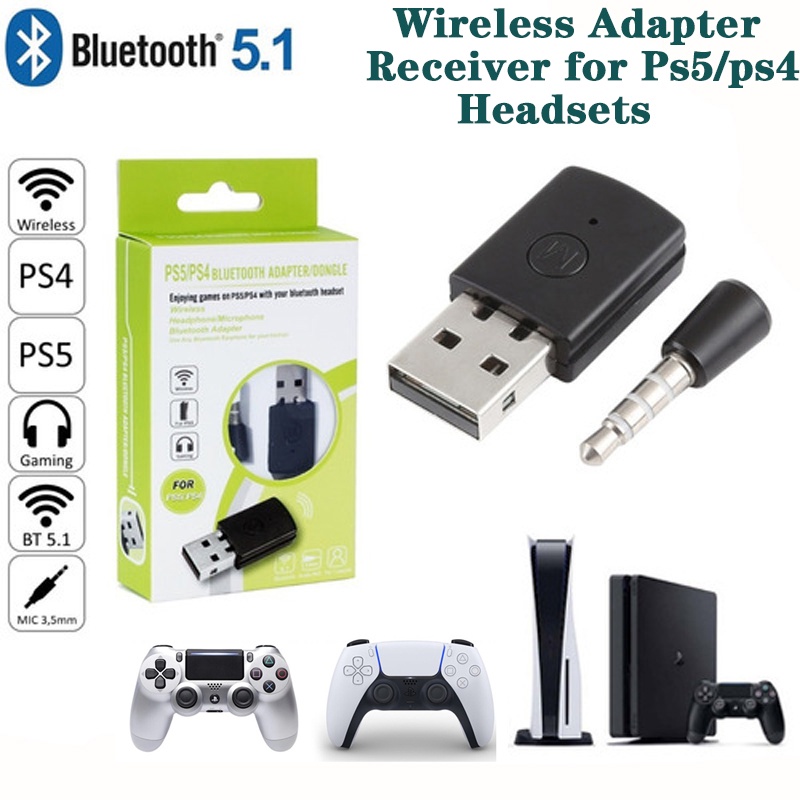 Wireless Bluetooth Adapter USB Dongle for PS5/PS4 Headsets Gamepad ...