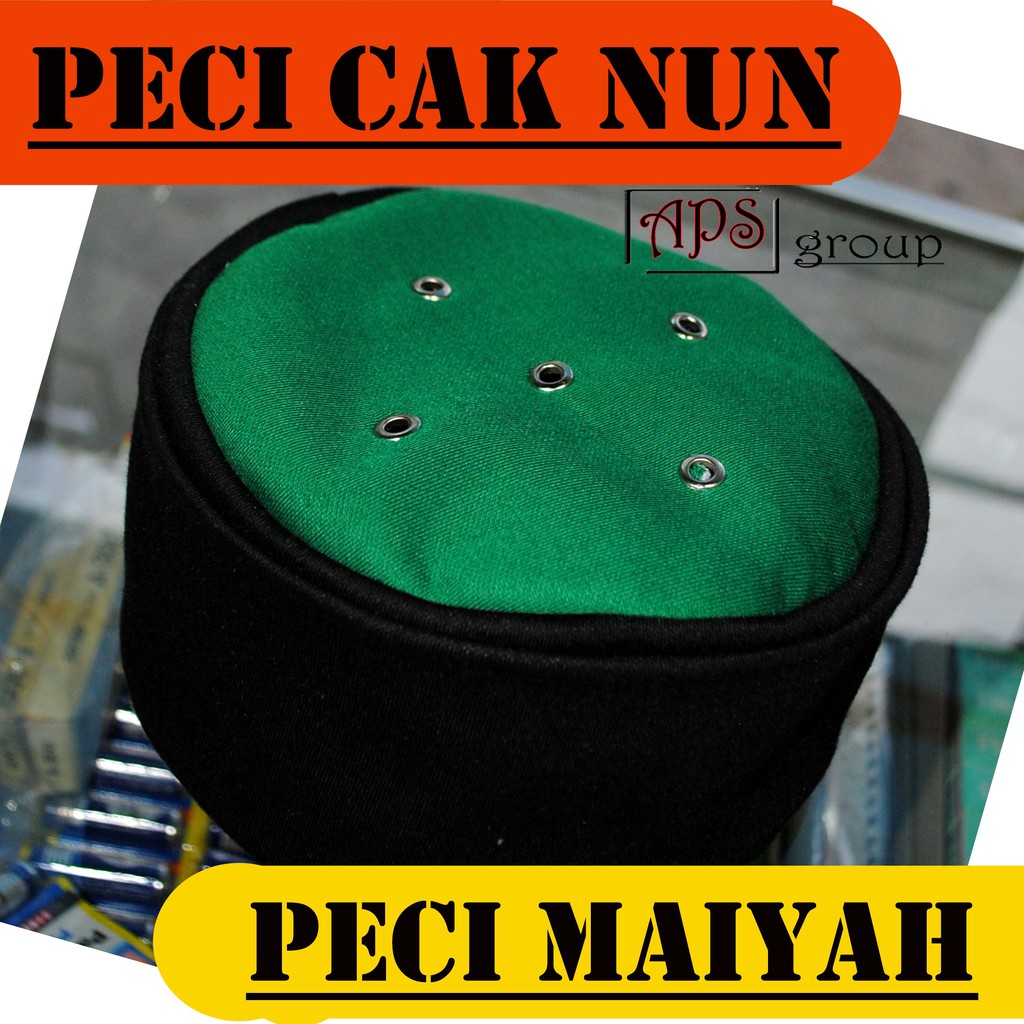 HITAM HIJAU Peci MAIYAH CAK NUN "EMHA AINUN NADJIB BLACK COMBINATION ...