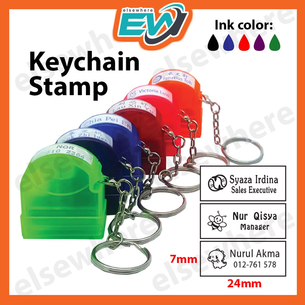 Name Stamp Keychain cop nama with Ink for kids party Special Door Cute ...