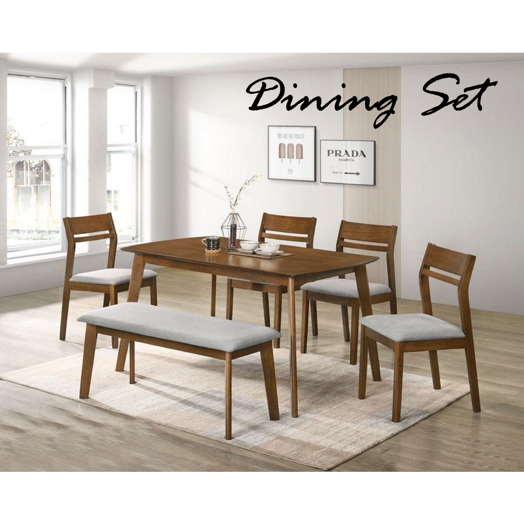 DINING SET 1 + 4 + BENCH / MODERN DINING ROOM FURNITURE/ DINING SET ...