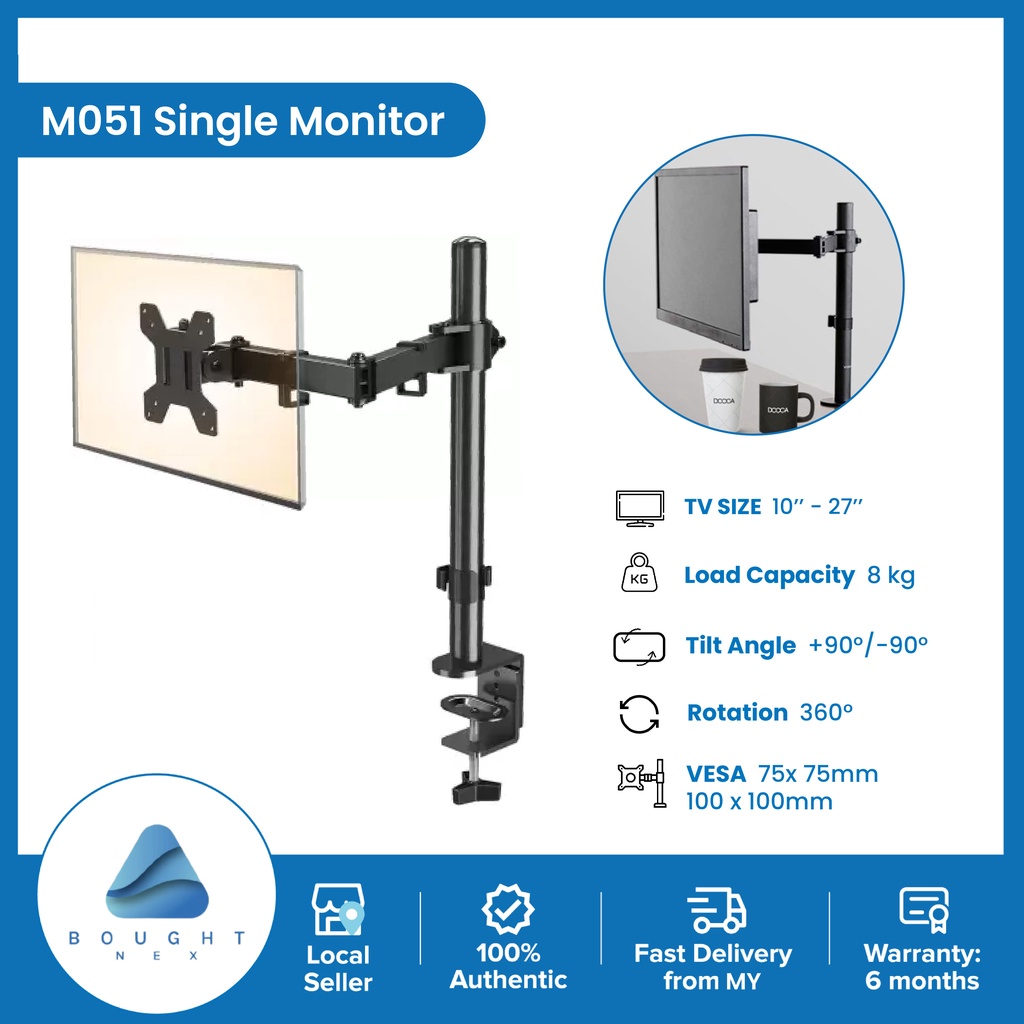 M051 Single Monitor Desk Mount Fully Adjustable Ergonomic Swivel ...