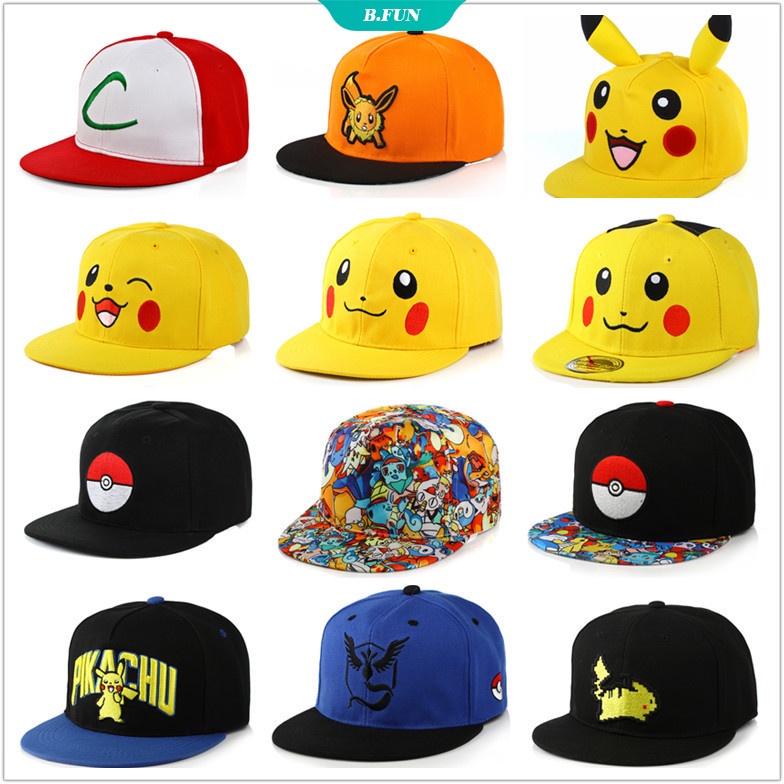 Pokemon Pikachu Baseball Cap Peaked Cap Flat Brim Hip Hop Hat Couple ...