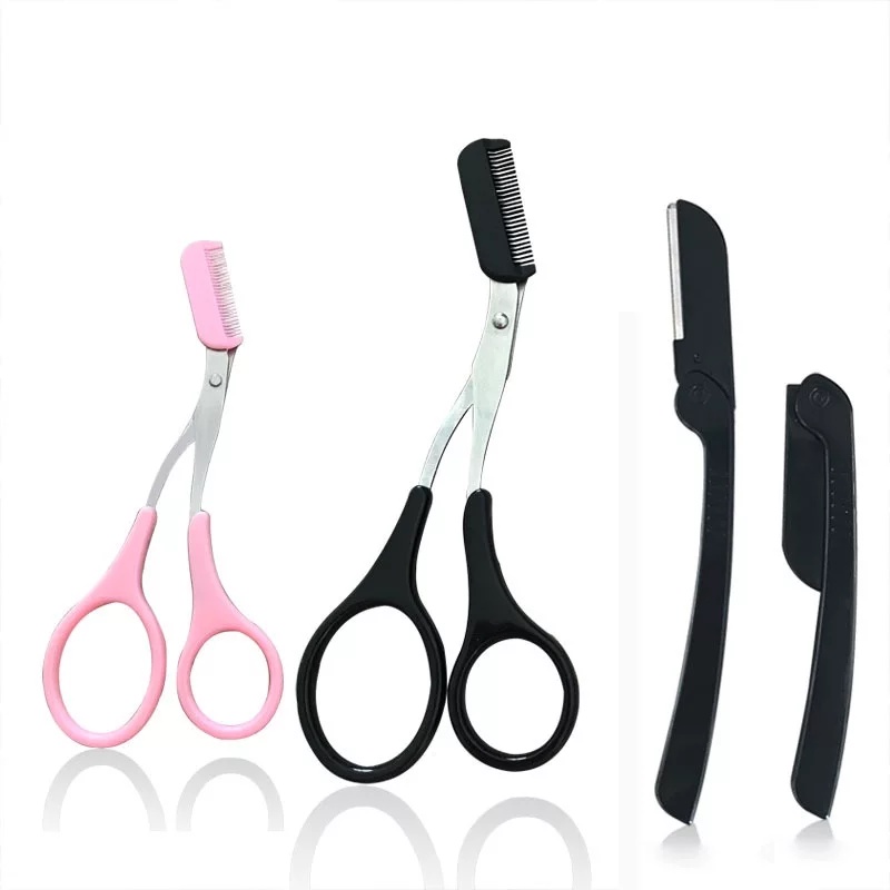 [SG] ⭐️2 Pc/3Pc Set ⭐️Eye Brow Scissors with Comb Razors Tweezer ...
