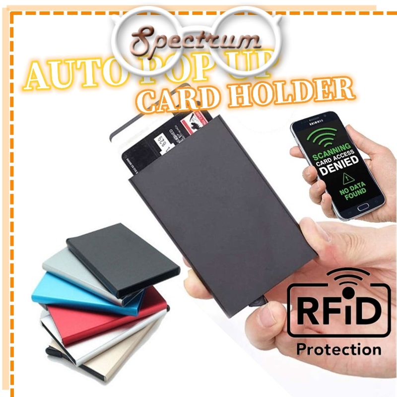 RFID Protected Card Wallet Slim Pop Up Thin Aluminium Metal ID Card ...
