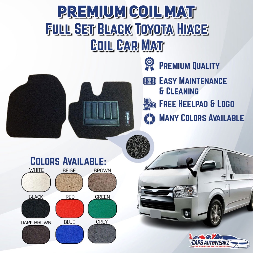 TOYOTA HIACE Premium Customized Single Color Coil Car Mats | Car Floor ...