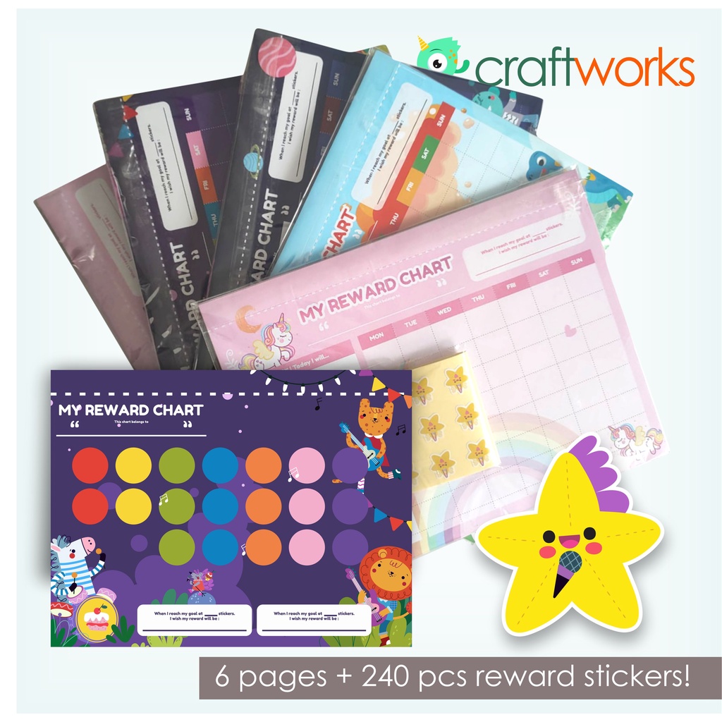 Reward CHART Education Package 6 Sheets+240Pcs STICKER+MAGNET | Shopee ...